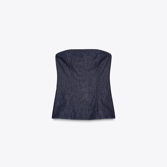 Zara | Tops | Zara Dark Blue Denim Tube Top | Poshmark
